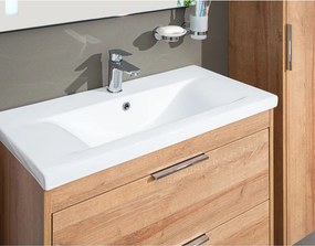Mereo Mereo, Vigo, koupelnová skříňka s keramickým umyvadlem, 51 cm, bílá, dub, CN320