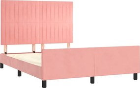 Rám postele s čelem růžový 140x200 cm samet 3125884