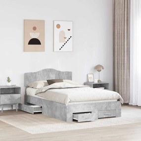 Rám postele s čelo Betonově šedá 135 x 190 cm Kompozitní dřevo 3413205