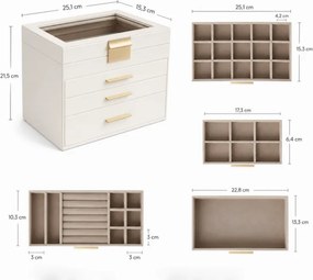 Šperkovnice ELEGANT CASE 25,1x21,5x15,3 cm z eko kůže, béžová