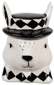 Černobílá keramická dóza Black&White Bunny - 9*8*11 cm