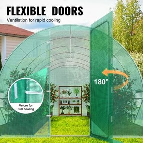 Walk-in tunelový skleník 5,9 × 2,95 × 2,26 m pozinkovaný rám PE kryt zelený