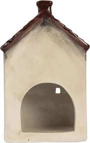 Béžový keramický domek na čajovou svíčku Lamont - 10*8*15 cm