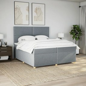 Box spring postel s matrací světle šedá 200 x 200 cm textil 3291380