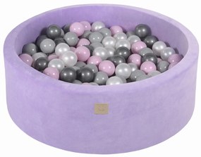 Suchý bazének s míčky 90x30cm s 200 míčky, světle fialová: stříbrná, šedá, pastelově růžová, perleťově bílá
