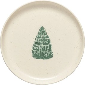 Krémové dezertní talíře v sadě 4 ks s vánočním motivem z kameniny ø 22 cm Pacifica Christmas Tree – Casafina