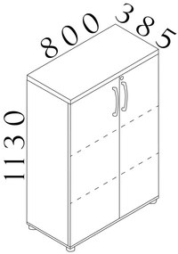 Střední skříň Visio LUX 80 x 38,5 x 113 cm, ořech