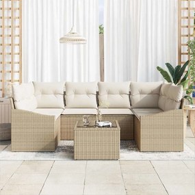 Set pohovek 7 ks Béžová a krémová polyratan 3346621