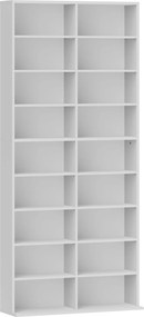 HOMCOM Stojan na CD, DVD a Blu-ray pro až 640 CD, 360 DVD nebo 430 Blu-ray s nastavitelnými policemi, 78,5 x 24 x 175 cm, bílý