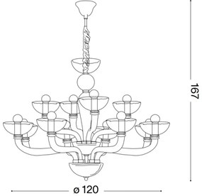Ideal Lux - Lustr na řetězu CASANOVA 16xE14/40W/230V pr. 120 cm čirá