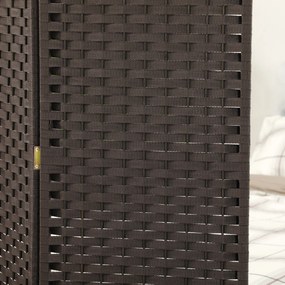 HOMCOM 4-panelový dělicí panel 160x170 cm Skládací oddělovač pro obývací pokoj, ložnici a kancelář Hnědý