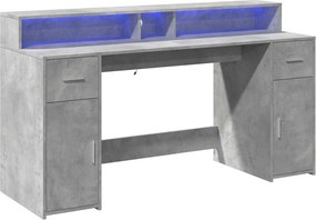 Psací stůl s LED betonově šedý 160x55x91 cm kompozitní dřevo 3309432
