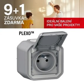Legrand Plexo IP55 venkovní zásuvka 16A šedá komplet pro povrchovou montáž 069731L akce 9+1
