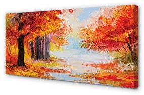 Obrazy na plátně Podzimní listí stromu 125x50 cm