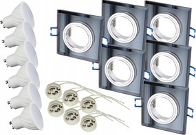 6x Pevná skleněná halogenová lampa Kw+led GU10 8W