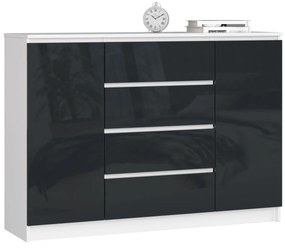Komoda Rollo Z 140 cm grafit lesk/bílá