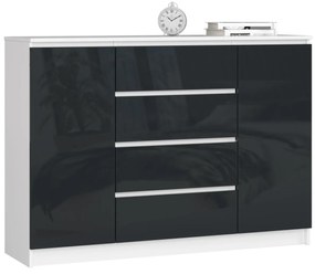 Komoda Rollo Z 140 cm grafit lesk/bílá