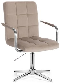 LuxuryForm DESIGN Otočná židle VERONA VELUR na stříbrném kříži - latte
