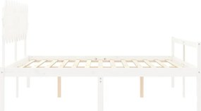 Postel s čelem pro seniory bílý 200x200 cm masivní dřevo 3195567
