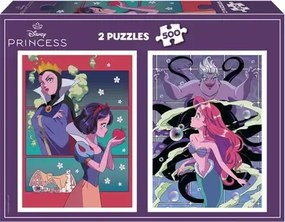 EDUCA Puzzle Disney padouchové a princezny / 2x500 dílků