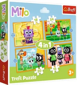 Trefl - Puzzle - Milo 4v1 / 12|15|20|24 dílků / 28.5 x 20.5 cm / věk 7