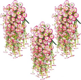 Camerazar Umělé závěsné dekorativní květiny svlačec 3ks girlanda růžová pro moderní interiér