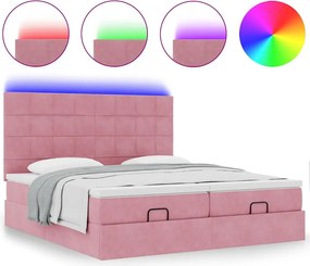 Osmanský rám postele s matrací růžová 200x200cm samet 3314632