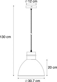 Chytré závěsné svítidlo šedé 30 cm vč. wifi žárovky A60 - Dory