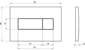 Ravak X01456 - Splachovací tlačítko UNI 24,7x16,5 cm matný chrom