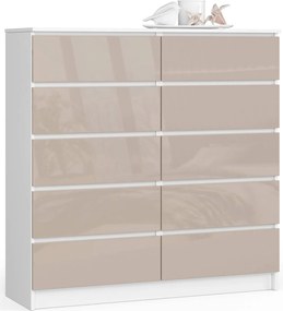 Komoda K120 10SZ bílá/cappuccino lesk
