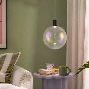 Designové závěsné svítidlo černé s duhovým sklem 35cm - Mallon