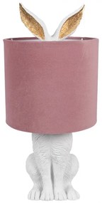 Bílá stolní lampa králík s růžovým stínidlem Rabbi - Ø 20*43 cm