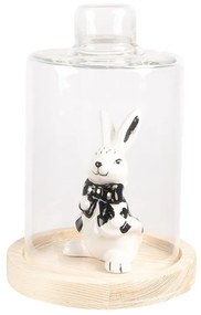 Přírodní dřevěný podnos se skleněným poklopem - Ø 11*17 cm