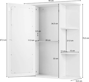 Costway Nástěnná zrcadlová skříňka se zrcadlovou úložnou skříňkou do koupelny