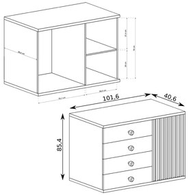 Obývací stěna CALI | 5 dílů + ČERNÉ NOHY | sestava A | artisan