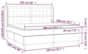 Box spring postel s matrací tmavě šedá 200x200 cm samet,  3132940