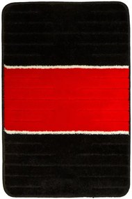 Koupelnový kobereček COMO červený / černý, pruhy