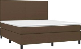 Box spring postel s matrací a LED tmavě hnědá 180x200 cm textil 3134736