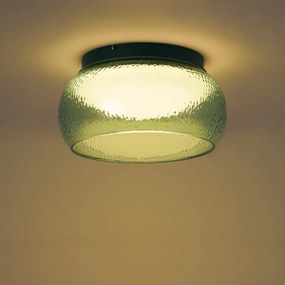 Art Deco Stropní svítidlo zelené se sklem vč. LED 3-krokové stmívatelné - Thimble