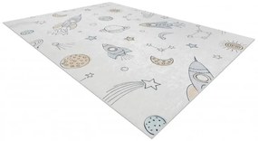 Dywany Łuszczów, Dětský kusový koberec Bambino 1278 Space rocket cream, 80x150, vícebarevná, dětský pokoj