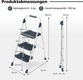 Costway Přenosný žebřík s polstrovaným madlem a protiskluzovými schůdky skládací