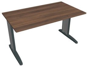 Stůl pracovní rovný 140 cm - Hobis Cross CS 1400 Dekor stolové desky: ořech, Dekor lamino podnože: bílá, Barva nohou: černá