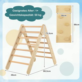 Costway Trojúhelníková dřevěná prolézačka Nursery s přírodní rampou
