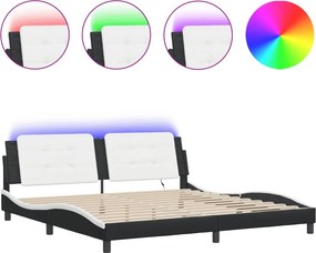 Rám postele s LED bez matrace Zadar černý a bílý 200x200 cm 3214136