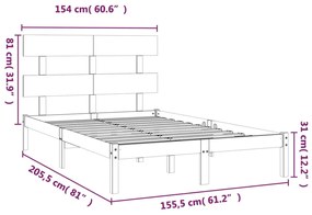 Rám postele medově hnědý masivní dřevo 150 x 200 cm King Size,  3104681