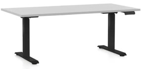 Výškově nastavitelný stůl OfficeTech D, 160 x 80 cm, černá podnož, světle šedá