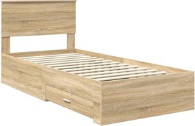 Rám postele Sonoma dub a stříbrná 75 x 190 cm Kompozitní dřevo 3408328