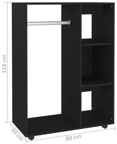 Šatní skříň černá 80 x 40 x 110 cm dřevotříska - Default Title