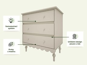 Úložná komoda se třemi šuplíky do dětského pokoje BABUSHKA olivová