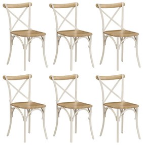 vidaXL Židle s křížem 6 ks bílé masivní mangovníkové dřevo